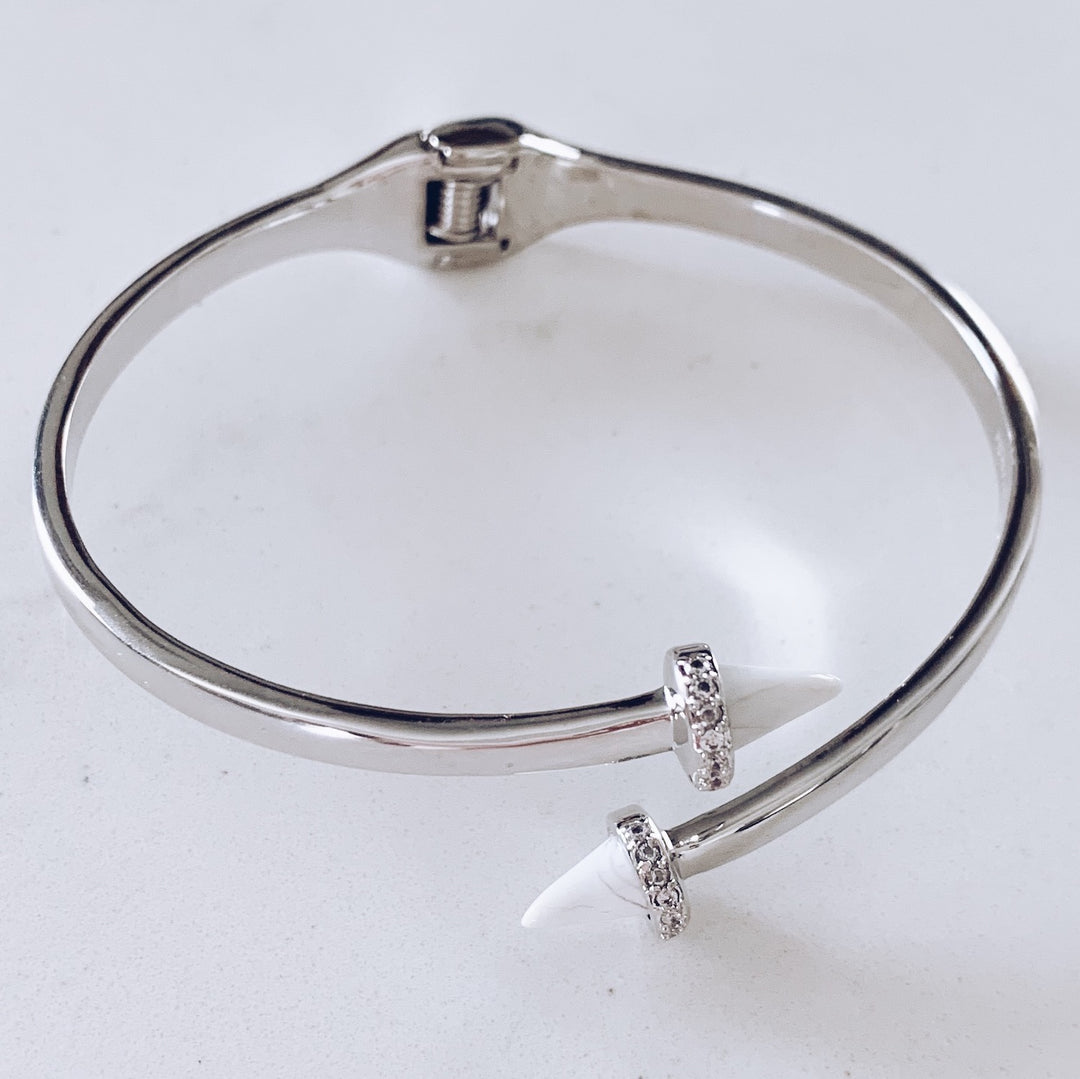 Silver Marble Spike Cuff Bracelet - invisaWear® Smart Jewelry